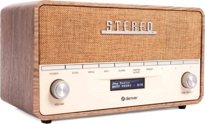 Vintage DAB+ FM Bluetooth Radio with AUX and Clock in Elegant Wood Cabinet