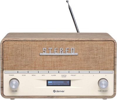 Vintage DAB+ FM Bluetooth Radio with AUX and Clock in Elegant Wood Cabinet