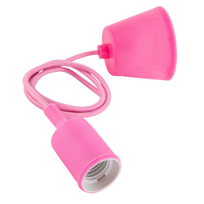Vintage Designer Pink Silicone Pendant Light Fitting with Braided ...
