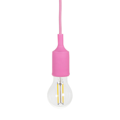 Vintage Designer Pink Silicone Pendant Light Fitting with Braided ...