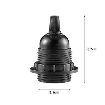 Vintage E27 Lamp Holder Black,Plastic Bulb Socket Adapter Pendant Light ...