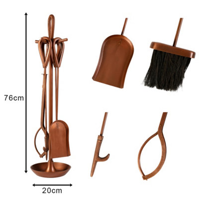 Vintage Fireplace Copper Effect Antique Fireside Companion Set 70cm High