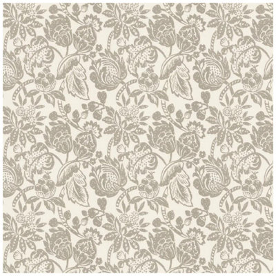 Vintage Floral Wallpaper Gold Metallic Ivory Non-Woven Paste The Wall