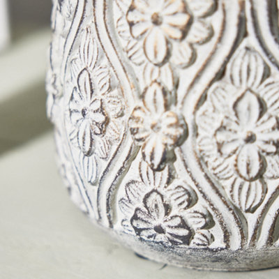 Vintage Gold Small Embossed Floral Design Indoor Outdoor Garden Planter ...