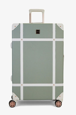Vintage Hard Shell Luggage Trunk Large Hard Shell Suitcase in Sage Green