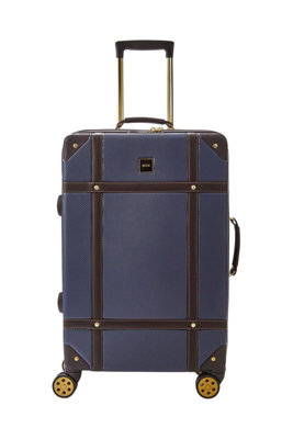 Vintage Hard Shell Luggage Trunk Medium Hard Shell Suitcase in Navy
