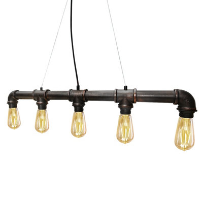 Vintage Industrial Waterpipe Ceiling Light Rustic Copper Metal Water ...