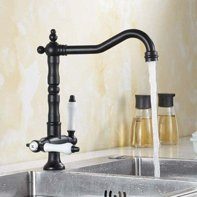 Vintage kitchen mixer tap retro sink faucet 2 handles adjustable hot ...