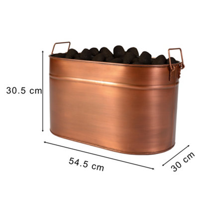 Vintage Large Copper Oval Fireplace Storage Fireside Coal & Log Bucket