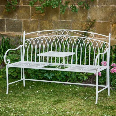 Vintage Large Cream Arched Outdoor Garden Furniture Bench with Table ...