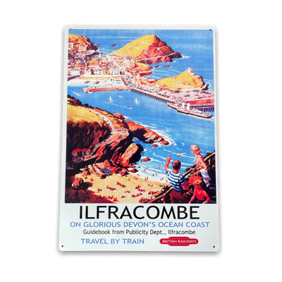 Vintage Metal Sign - British Railways Retro Advertising, Ilfracombe