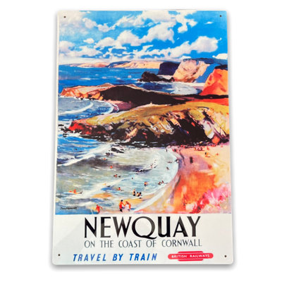Vintage Metal Sign - British Railways Retro Advertising, Newquay