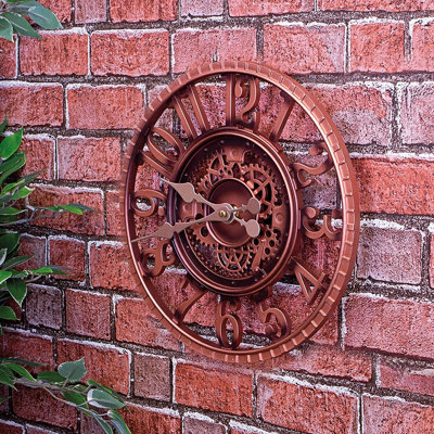 Vintage Open Face Indoor or Outdoor Clock - Battery Powered Wall Fence ...