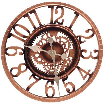 Vintage Open Face Indoor or Outdoor Clock - Battery Powered Wall Fence ...