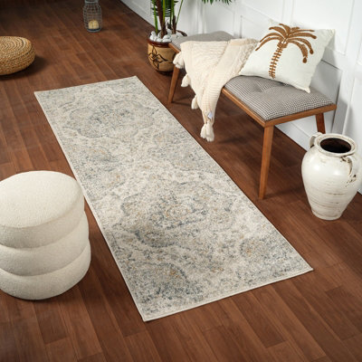 Vintage Oriental Boho Medium Grey JULIA Runner Rug 80 x 230 cm - Easy ...