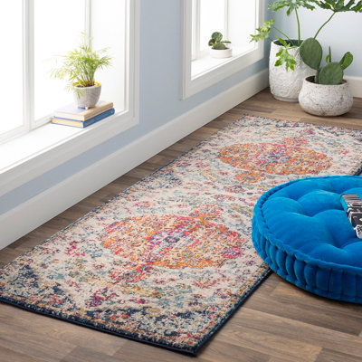 Vintage Oriental Boho Saffron/Navy Lou Runner Rug 80 x 220 cm - Easy ...
