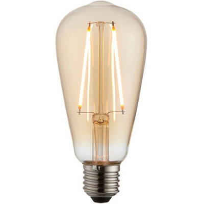 VINTAGE PEAR LED Filament Light Bulb AMBER GLASS E27 Screw 2W Warm ...