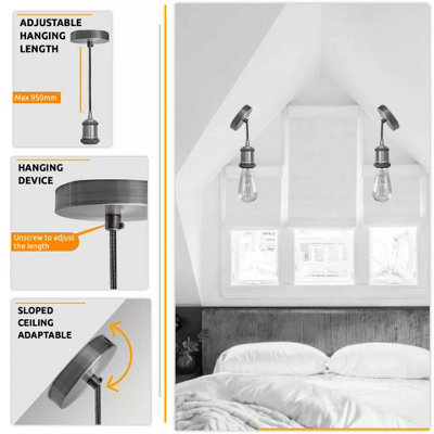 Vintage Retro Industrial Pendant Ceiling Rose Fitting E27 Lamp Bulb Holder