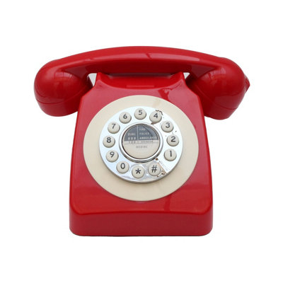 Vintage Rotary Dial Telephone Landline Corded Home Decor Gift Idea Red