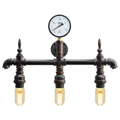 Vintage Rustic Industrial Water Pipe Wall Light with Gauge M0192P