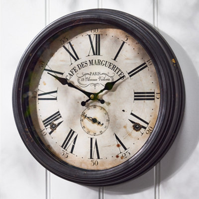 Vintage Style Black Iron Analogue Roman Wall Clock Kitchen Hallway ...