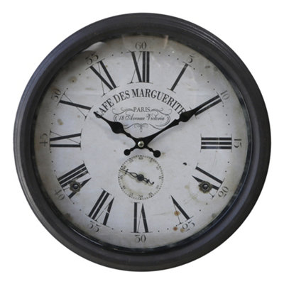 Vintage Style Black Iron Analogue Roman Wall Clock Kitchen Hallway ...