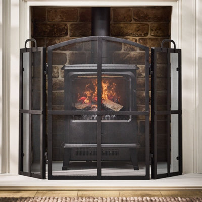 Vintage Style Blacksmith 3-Fold Window Fireplace Guard Fire Screen ...