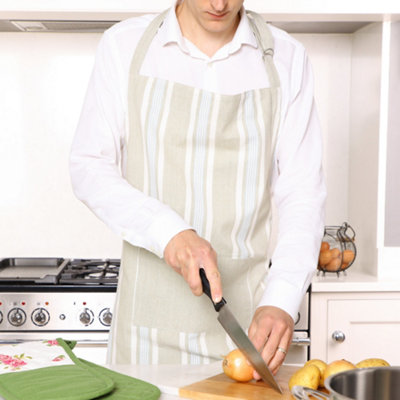 Vintage Style Blue Striped Adult Cooking Kitchen Apron | DIY at B&Q