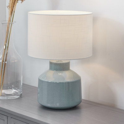 Vintage Style Ceramic Blue Bedside Table Lamp Room Décor Office Desk ...
