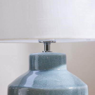 Vintage Style Ceramic Blue Bedside Table Lamp Room Décor Office Desk ...