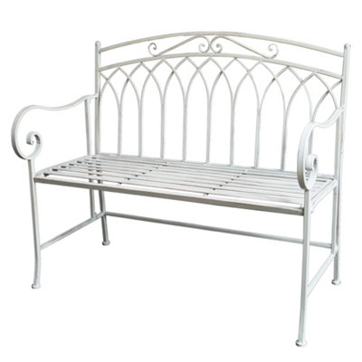 Vintage Style Cream Iron Arched Back Outdoor Garden Furniture Two ...