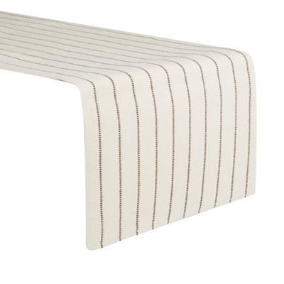 Vintage Style Extra Large Brown Stripe Cotton Table Runner 220cm