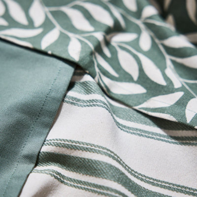Vintage Style Extra Large Forest Green Cotton Leaf Table Runner 220cm
