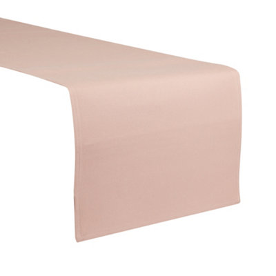 Vintage Style Extra Large Rose Blush Cotton Plain Table Runner 220cm