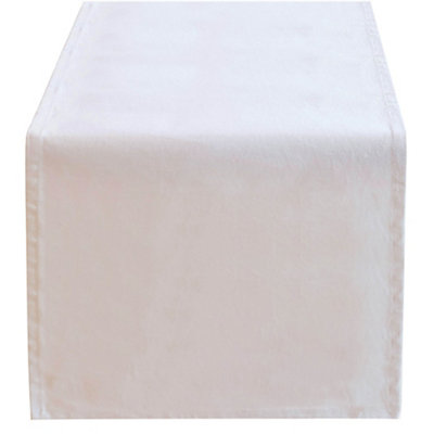 Vintage Style Extra Large White Cotton Plain Table Runner 220cm