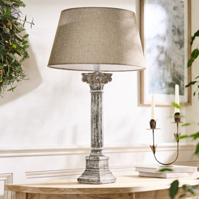 Vintage Style Grey Stone Effect Pillar Bedroom Living Room Bedside ...