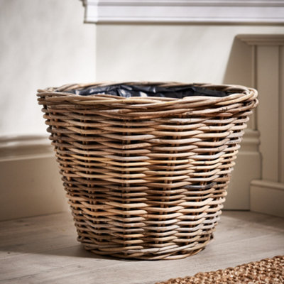 Vintage Style Large Wicker Plant Pot with Plastic Lining Bucket Indoor ...