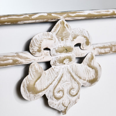 Vintage Style Wooden Bathroom Mirror with Ornate Scrolled Finish Wall ...