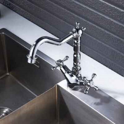Vintage Twin Cross Handle Mono Kitchen Sink Mixer