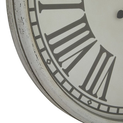Vintage Whitewashed 800mm Wall Clock with Roman Numerals