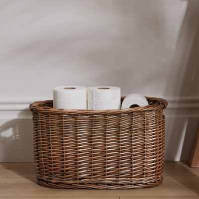 Vintage Wicker Oval Bathroom Storage Basket