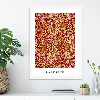 Vintage William Morris Larkspur in Orange and Beige / White Frame ...