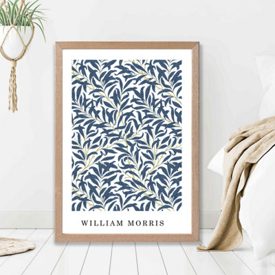 Vintage William Morris Navy Willow Pattern / Oak Frame / SIZE: A2