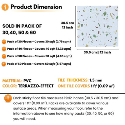 Vinyl Floor Tiles Self Adhesive - 30 Pack To Cover 30 sqft (2.79 sqm ...