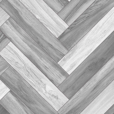 Vinyl Flooring Grey Herringbone Wood Effect Design Foam Backed Vinyl ...