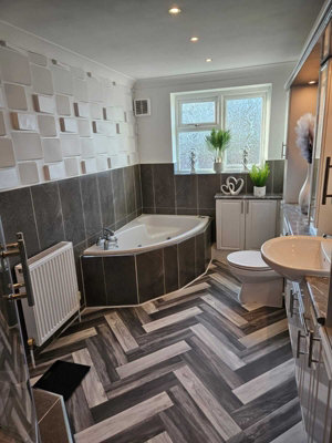 Vinyl Flooring Grey Herringbone Wood Effect Design Foam Backed Vinyl ...