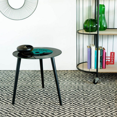 Vinyl Record Round Small Side Table Glass and Wood Living End Table 41 ...