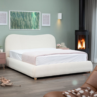 Viola 180cm Boucle Bed Frame - Cream | DIY at B&Q
