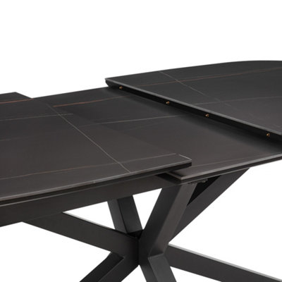 Violet Extending Black Sintered Stone Ceramic Dining Table