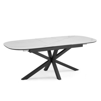 Violet Extending White Sintered Stone Ceramic Dining Table